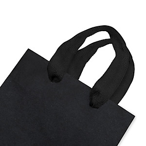 Prime Line Packaging 6x3x9 50 Pack Mini Black Gift Bags with Handles Small, Party Gift Bags, Kraft Paper Gift Bags Bulk for Small Business, Boutique