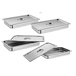 GarveeTech 6" Stainless Steel Plates 3 Pack - with Lid for 90L Insulated Food Pan, Anti Jam Steam Table Pan, Ideal for Food Warmer in Gatherings, Camping, and Restaurants