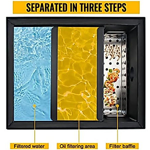 Commercial Grease Trap,Stainless Steel Grease Interceptor,Under Sink Grease Trap Waste Water Oil-Water Separator,for Restaurant Factory Home Kitchen,8 LB,Black