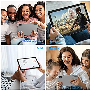 kinstone Android 12 Tablets-10.1Inch Gaming Tablet with 4G LTE/5G WIFI-8GB RAM+128GB ROM-Dual Camera 5+13MP-Upgrade 2.0GHz Octa-Core Processor-1920 x 1200 FHD IPS-8000mAh Battery Capacity(Sliver)