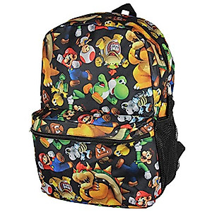 Super Mario Bros. Backpack All Over Character Print 16" Bag