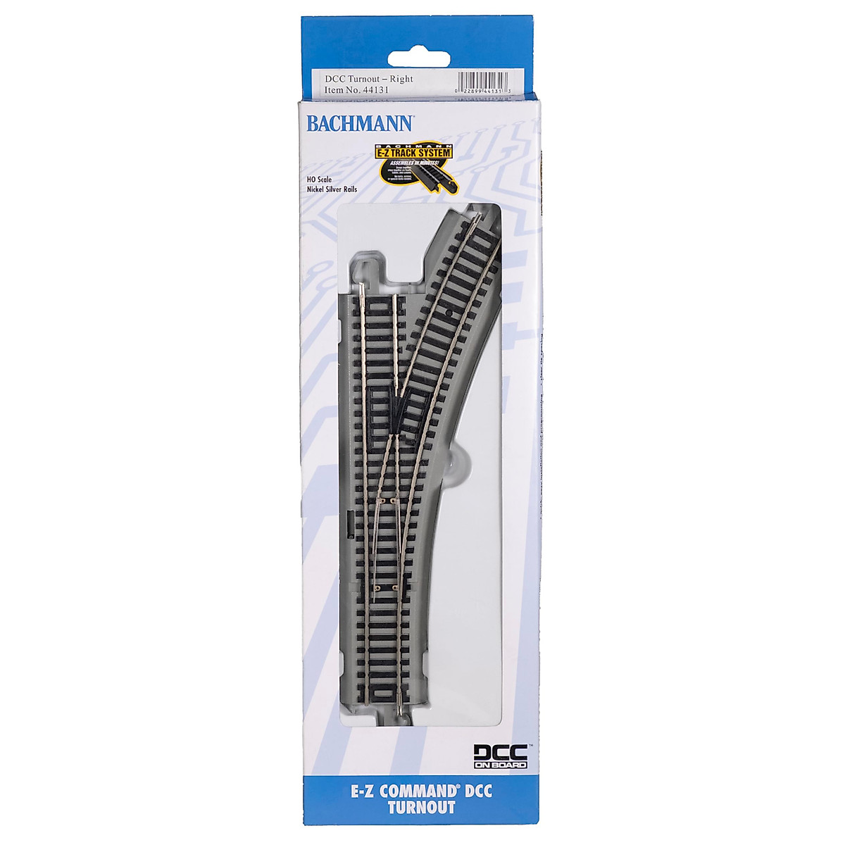 Bachmann Trains - E-Z COMMAND DCC EQUIPPED TURNOUT – RIGHT - NICKEL SILVER E-Z TRACK With Grey Roadbed - HO Scale Medium
