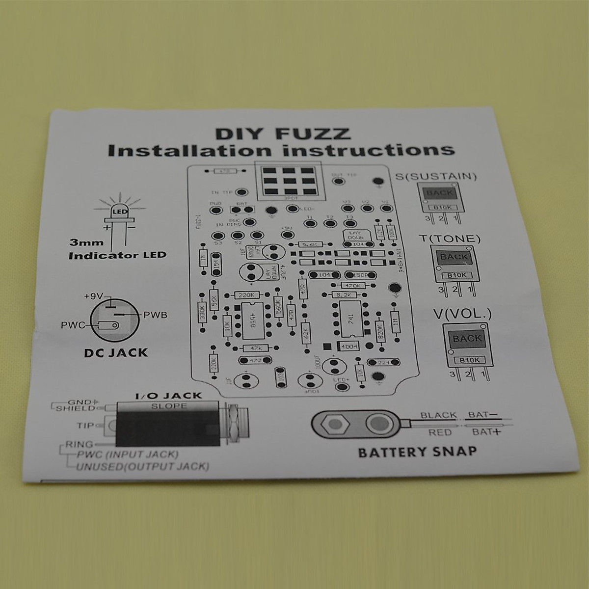 DIY Fuzz Pedal Kits with 1590B Diecast Aluminum Enclosure LANDTONE Pedal Kits
