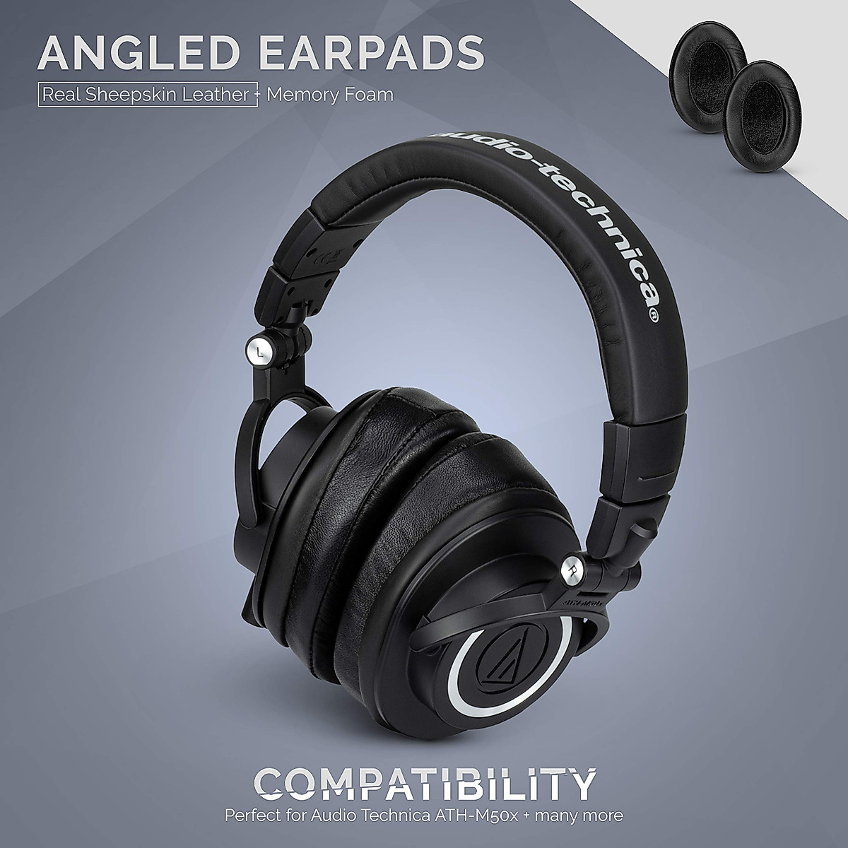 Brainwavz Sheepskin Leather Angled Memory Foam Earpad - Suitable for Large Over The Ear Headphones - AKG, HifiMan, ATH, Philips, Fostex