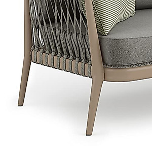 SIMPLIHOME Belize 75 Inch Wide Contemporary Outdoor Sofa (Set of 2) with Back Cushions in Sand Drift Polyester Fabric, For the Living Room and Family Room