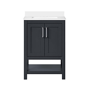 OVE Decors Vegas 24 inch Bathroom Vanity Combo Freestanding Bath Cabinet | Modern Single Sink with Cultured Marble Countertop | Fully Assembled | Backsplash Included