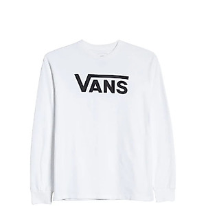 Vans Men's Long Sleeve Tee, (Left Chest Hit) White/Black, Size Medium