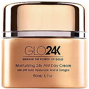 GLO24K Moisturizing Day Cream with 24k Gold, Hyaluronic Acid, Collagen, and Vitamins. For Optimal Hydration!