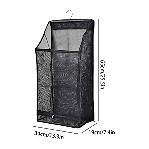 Hanging Mesh Laundry Bag, Hanging Foldable Clothes Hamper, Mesh Storage Bag Laundry Hamper, Foldable Hanging Clothes Storage Pocket, Portable Space Saver