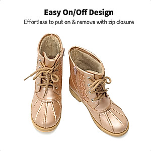 DREAM PAIRS Girls Side Zipper Glitter Ankle Boots KBO212 Rose/Gold Size 1 Little Kid