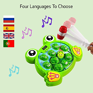 Boxgear Whack a Frog Game Pounding Toy for Kids with 2 Small Toy Hammers - Educational Toy for Toddler Game - Preschool Learning Toy for 3-Year-Old Boys/Girls and Up