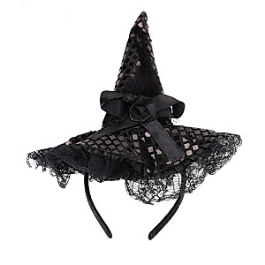 BinaryABC Halloween Witch Hat Headband for Halloween Costume Dress up Party Supplies (Black)