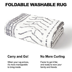 9x12 Area Rug Living Room Rugs: Large Soft Machine Washable Boho Moroccan Farmhouse Neutral Stain Resistant Indoor Floor Rug Carpet for Bedroom Under Dining Table Home Office House Decor - Grey