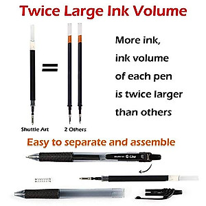 Shuttle Art Black Gel Pens, 36 Pack(18 Gel Pens with 18 Refills) Retractable Medium Point Rollerball Gel Ink Pens Smooth Writing with Comfortable Grip