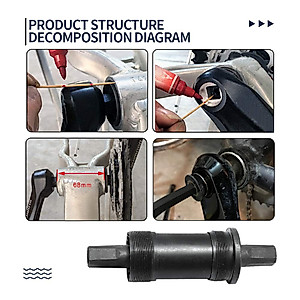 Zreneyfex Square Taper JIS Bottom Bracket 68 X110mm/123mm/127mm for Mountain Bike Replace BB-UN26 (68 x 127mm)