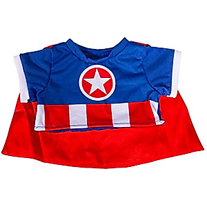 Bear Icon Hero with Cape T-Shirt Teddy Bear Clothes Fits Most 8"-10" Stuffed Animals