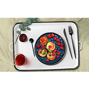 Eternal Living 17” White Enamel Serving Tray with Handles and Baking Cookie Sheet, White