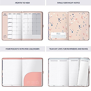 Busy B Perfect Planner Diary January to December 2024 - A5 Pink - Faux Leather Week to View Planner with Stickers & Tear-Out Lists
