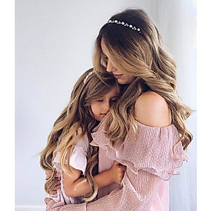 SWEETV Pearl Silver Bridal Headband-Single Hair Band Tiara Flower Wedding Headpiece Jewelry Bridal Hair Accessoires for Women