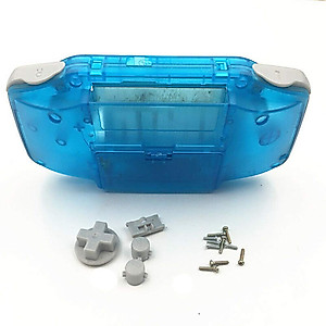 Housing Shell Case Cover Replacement for Nintendo Gameboy Advance for GBA with Conductive Rubber Pad Screwdriver - Clear Blue