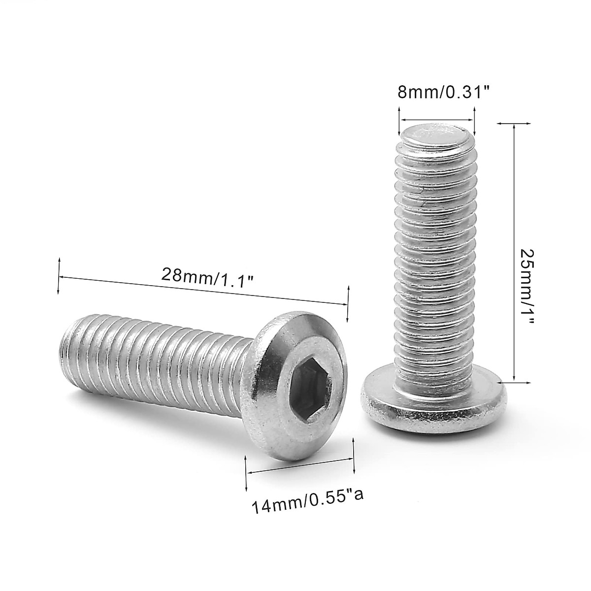 Biaungdo 30 Pcs M8x25mm Stainless Steel Flat Head Hex Socket Cap Bolts Screws Countersunk Connector Fastener