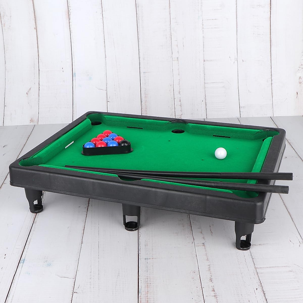 Mini Pool Table Tabletop Desktop Billiards Snooker Game with 2 Sticks, 11 Balls Home Office Desk Stress Relief Games
