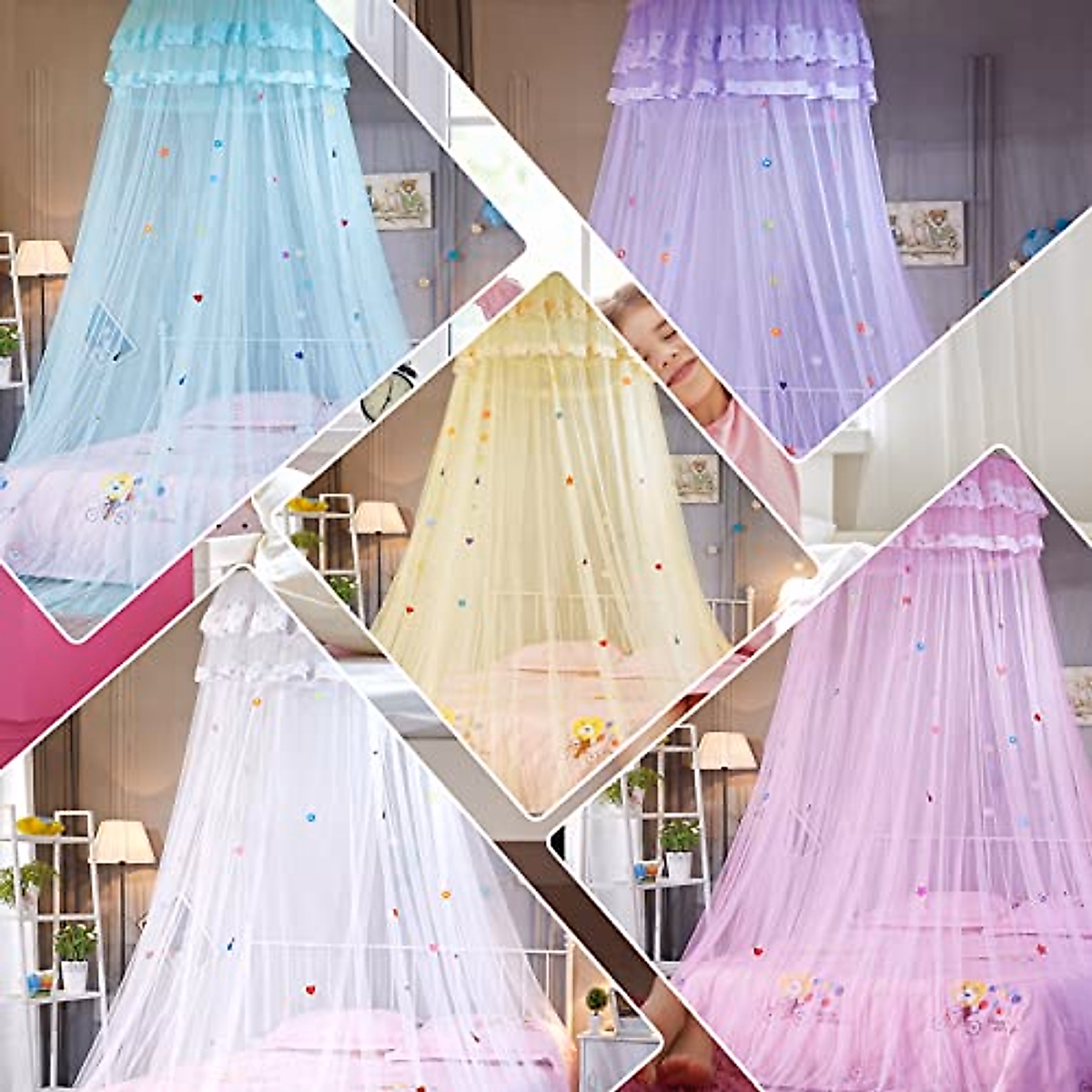 RIRC Canopy Bed for Girls Dome Mosquito Net for Bed Pink Bed Tent Twin Bed Canopy Curtains Mosquito Netting Game Reading Princess Canopy for Girls Bed (Purple)