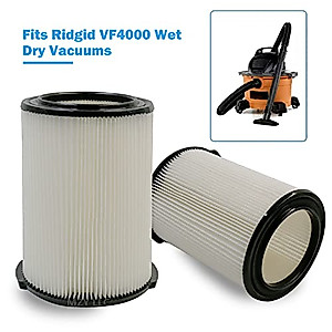 VF4000 Filter for Ridgid wet dry vacs 72947 5 to 20-Gal, for Husky Vacs 6 to 9 Gal, Compatible with Rigid RV2400A WD5500 WD0671 WD1270 RV2600B WD06700 WD09450, 2 Packs