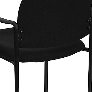Flash Furniture Tiffany Side Reception Chair with Armrests, Stackable Fabric Waiting Room Chair for Commercial or Residential Use, Black