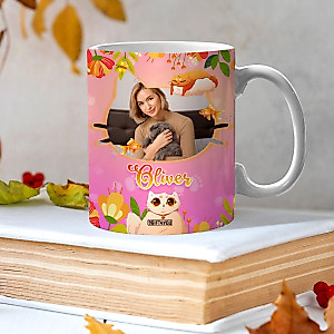 White Ceramic Coffee Mug Photo Mugs Personalized Picture Custom Name Cute Birthday Gifts For Girls Women Friends Cat Lovers Adults Tea Cups Table Desk Accessories 11 and 15 Oz