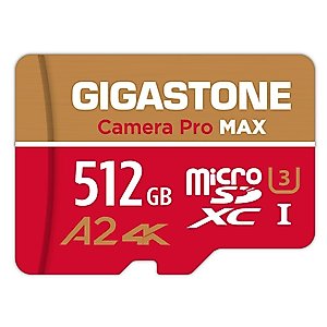 [5-Yrs Free Data Recovery] GIGASTONE 512GB Micro SD Card, 4K Camera Pro MAX, A2 V30 MicroSDXC Memory Card for Gopro, Action Cams, 4K UHD Video, Up to 160/100 MB/s, UHS-I U3 C10 with Adapter