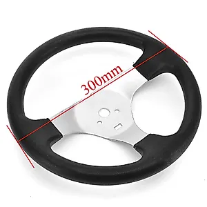 Silscvtt Go Kart Steering Kit 300mm Steel Steering Wheel & Steering Rack & Steering Shaft &Tie Rod Replacement for Go Kart ATV Buggy Quad 110cc 125cc 140cc 150cc