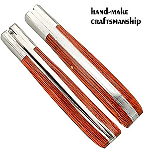 GAJING Well-polished Red Cherry Wood Handle Small Pocket Knife for Women/Men with 3 inches blade,Old Timer's Traditional Barlow Folding Slipjoint EDC Knife