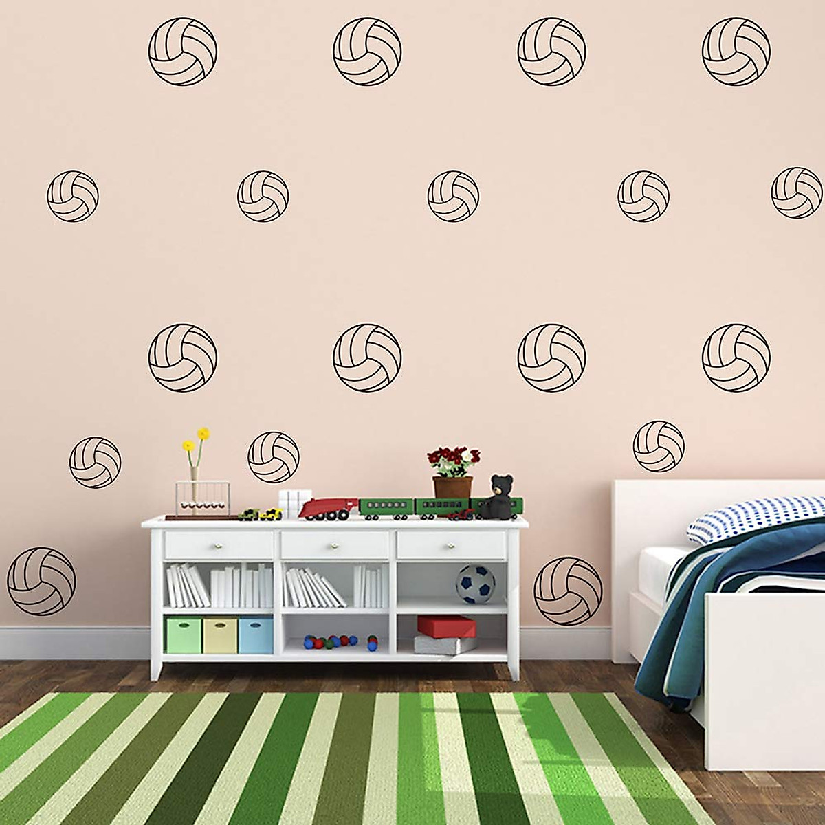 JUEKUI Set of 50pcs Volleyball Sticker Wall Decals for Kids Rooms Bedroom Sports Fans Home Decor Vinyl WS91 (Black)