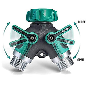 Hose Splitter 2 Way Heavy Duty, Garden Hose Splitter, Water Hose Splitter,Y Connector Garden Hose Adapter, Hose Y Splitter 2 Valves with 2 Extra Rubber Washers