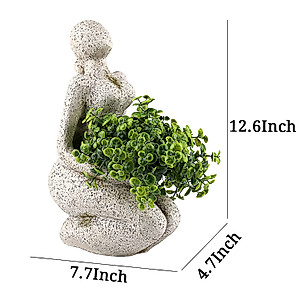 Aclema Large Tall Planters for Outdoor Indoor Plants Head Face Planter Pot Unique Succulent Planters Flower Vase with Drainage Hole New Life Large Size