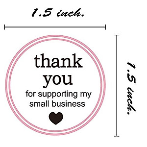 1.5 Inch Pink Merry Christmas Thank You for Supporting My Small Business Stickers with Hearts - Heart Thank You Present Gift Labelsfor Envelope Sealing,Business Packaging and Gift Wrap 500Pcs