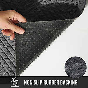 HIYARD Sturdy Front Door Mat, Absorbent Non Slip Welcome Door Mat Indoor Outdoor, Dirt Trapper Doormat, Stain and Fade Resistant, Low Profile Entry Mat for Entryway, 36×24, Grey