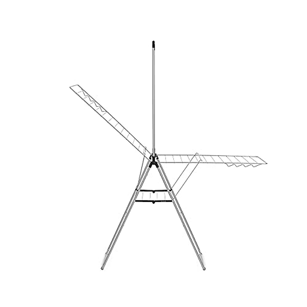 Brabantia HangOn Laundry Drying Rack with Garment Rail (82ft / Metallic Gray) Compact, Foldaway, Adjustable Indoor Stainless Steel Clothes Horse