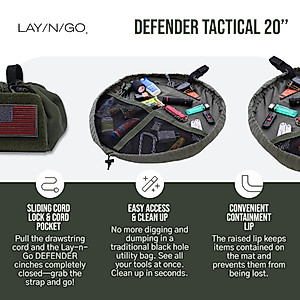 Lay-n-Go Defender Tactical Gear Accessory, Tool & Utility Storage Bag With Pockets for Travel, Military, First Responder, Survival and Outdoors, 20 inch, Black