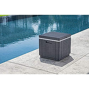 Keter Ice Cube Beer and Wine Cooler Table Perfect for Your Patio, Picnic, and Beach Accessories, Graphite