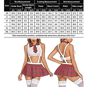 Avidlove Sexy Schoolgirl Outfit Lingerie Roleplay Student for Women Lingerie Set Sexy for Women Plaid Skirt Sexy Halloween for Women White