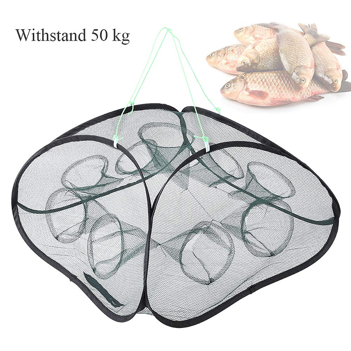 Folded Fishing Trap, Foldable Fish Minnow Crab Crayfish Crawdad Shrimp Net Trap Cast Net Dip Cage Collapsible Easy Use Fishing Accessories(9驴脳), Fishing Tools Net Folding Hand Throw Catch Fish Tra
