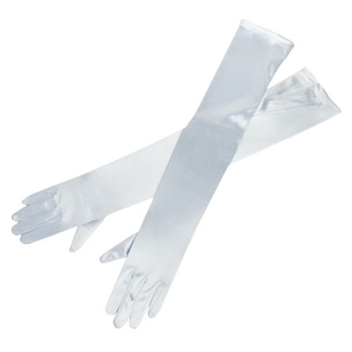 DreamHigh Women's Party Wedding 21" Long Satin Finger Gloves White