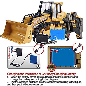 QAQQVQ Remote Control Front Loader 6 Channel Bulldozer Toy RC Construction Vehicles Truck, 2.4Ghz Remote Control Bulldozer Tractor for Boys Kids with Lights