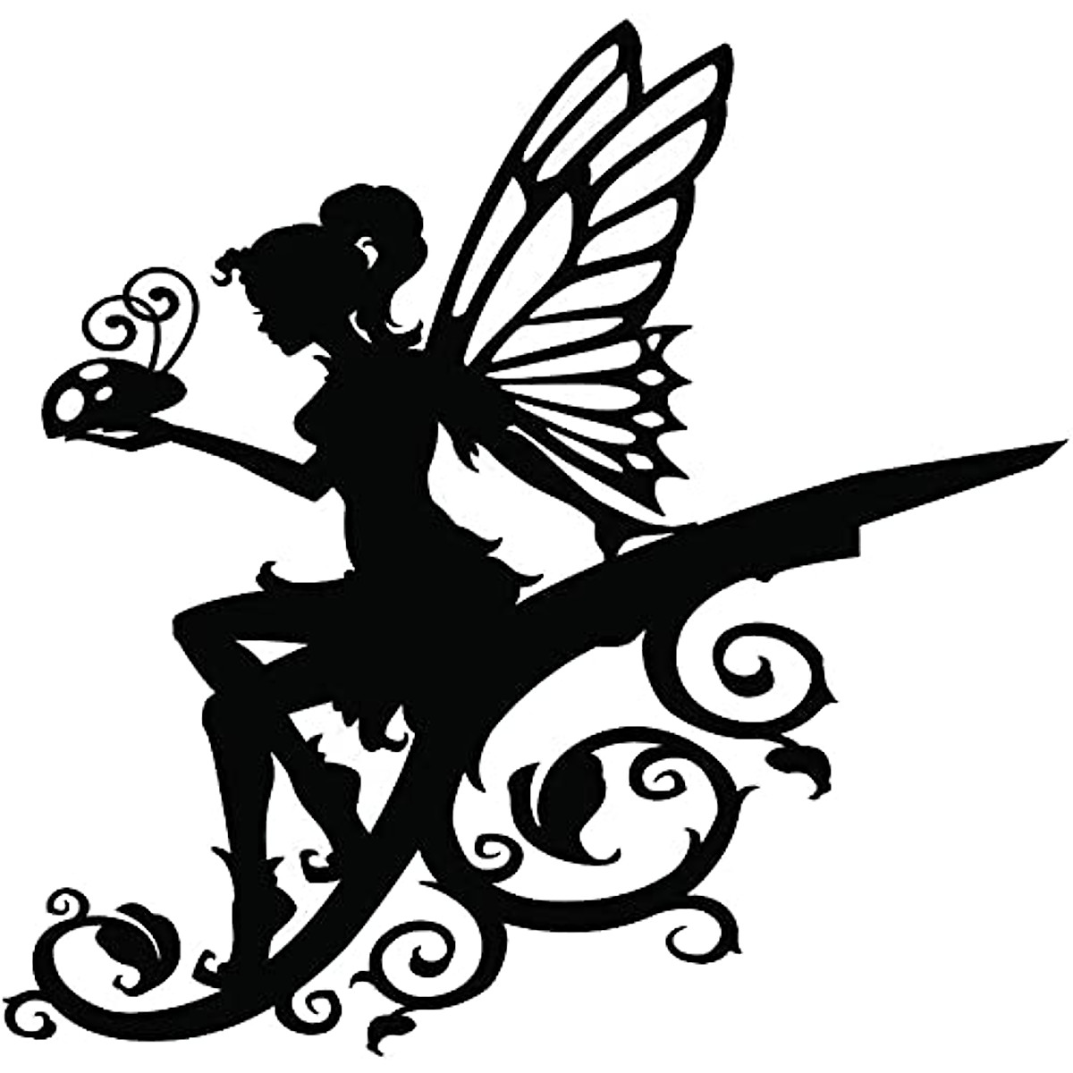 Outdoor Decor Metal Art Fairy Silhouette Sculpture Garden Lawn Backyard Tree Ornaments