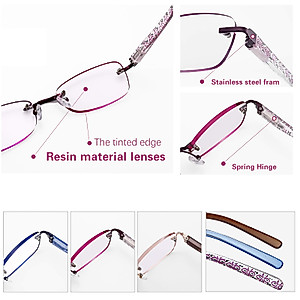 FEIVSN 3-Pack Rimless Reading Glasses For Women, Lightweight Spring Hinge Readers, Classic Elegant Artistic Eyeglasses UV 400 (Mix 2.0 Etc)