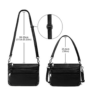 Pearl Angeli Crossbody Bags for Women Genuine Leather Shoulder Bag Multi-Pocket Messenger Bag Ladies Handbag Purse Black