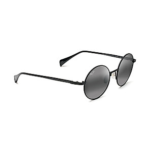 Maui Jim Mokupuni Round Sunglasses, Deep Black/Neutral Grey Polarized, Medium