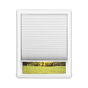 Redi Shade No Tools Easy Lift Trim-at-Home Cordless Pleated Light Blocking Fabric Shade White, 30 in x 64 in, (Fits windows 19 in - 30 in)